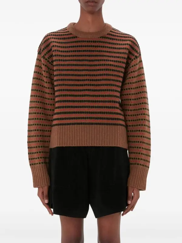 JW Anderson Striped-jacquard Wool Sweater - Brown