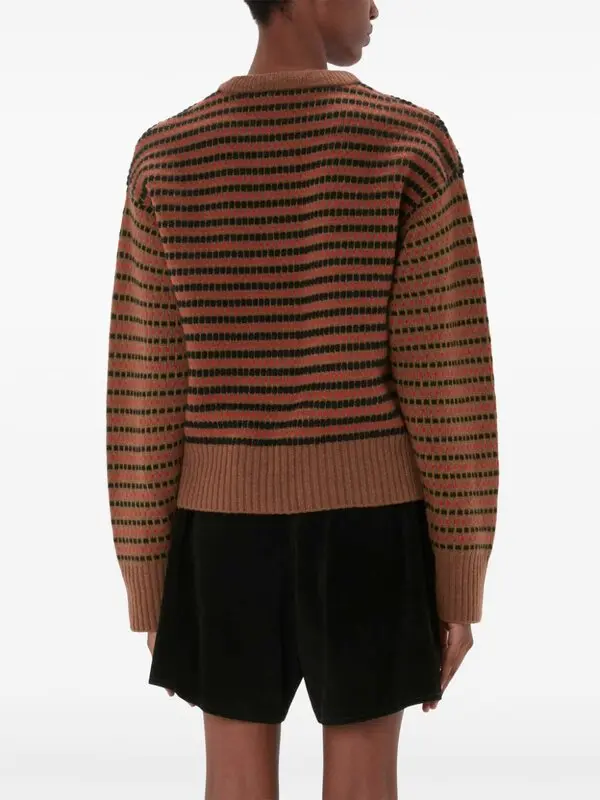 JW Anderson Striped-jacquard Wool Sweater - Brown