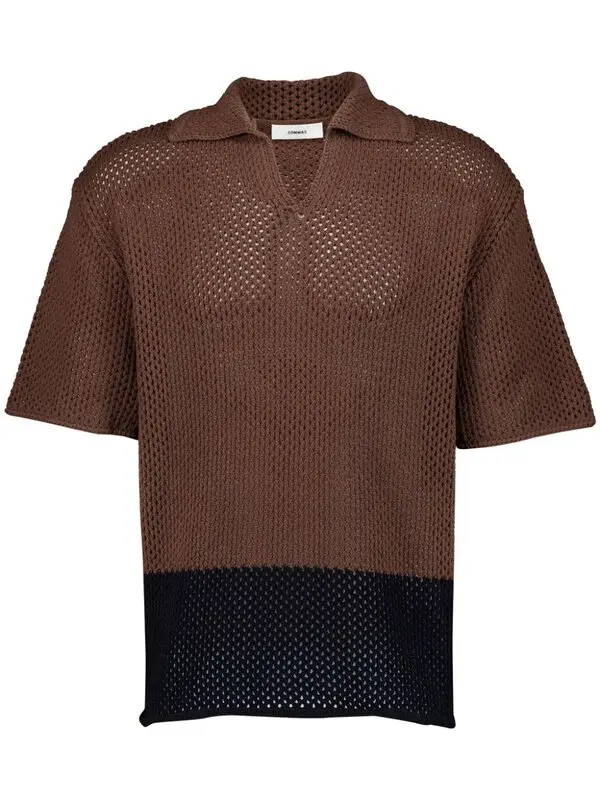 Commas Two-tone Crochet Polo Shirt