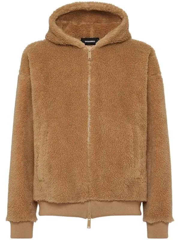 Dsquared2 Logo-embroidered Sherpa Hooded Jacket