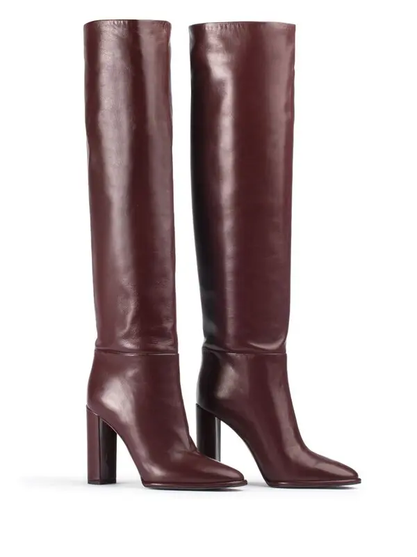 LE SILLA 110mm Elsa Block-heel Leather Boots - Red