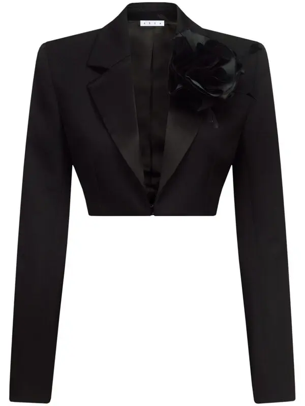 AREA Flower Corsage Cropped Blazer