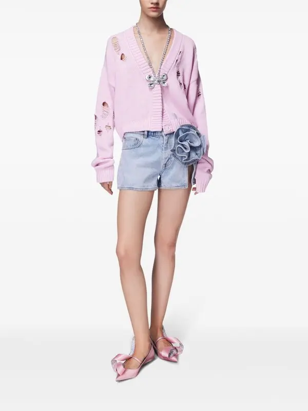 AREA Butterfly-embellished Cardigan - Pink