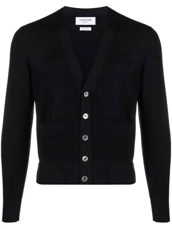 Thom Browne Waffle-knit Wool Cardigan