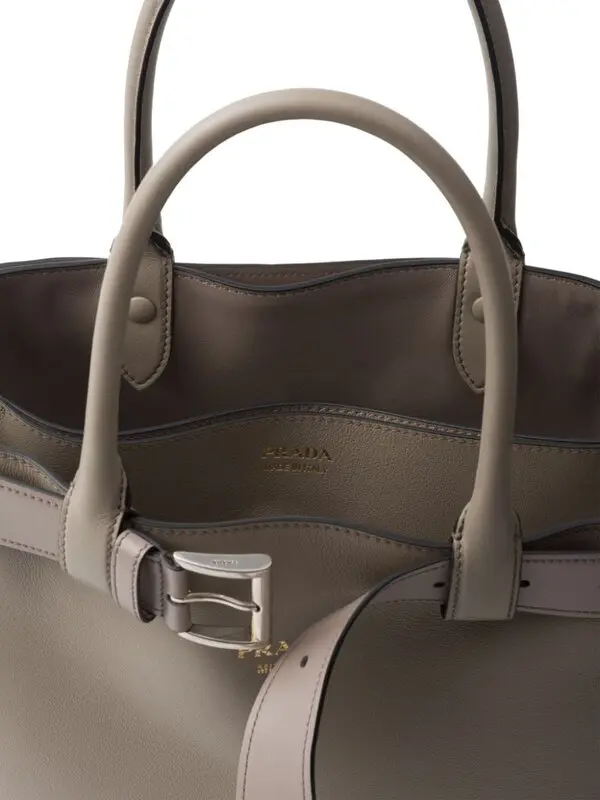 Prada Large Buckle Tote Bag - Grey
