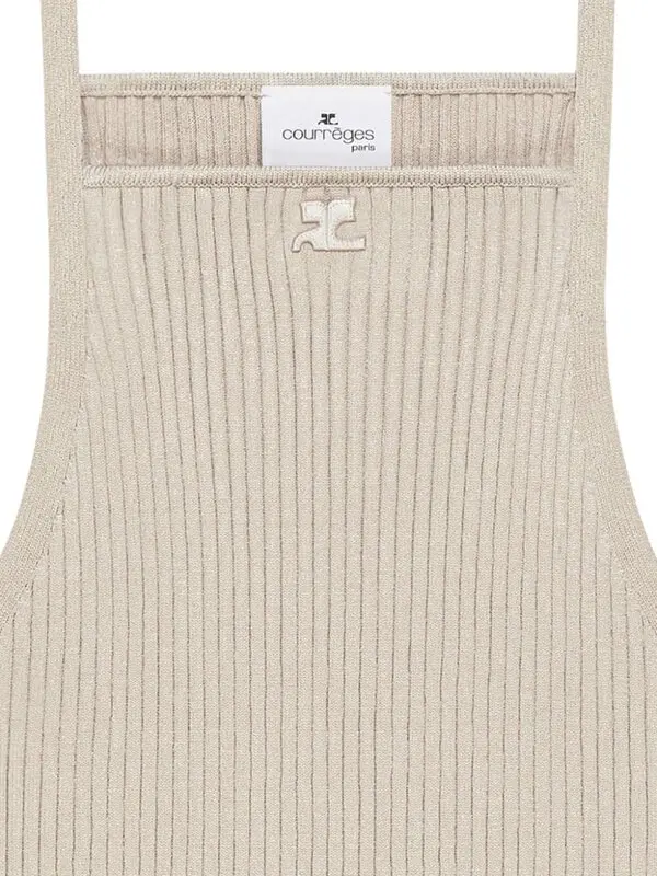 COURREGES Pointy Rib-knit Tank Top - Neutrals