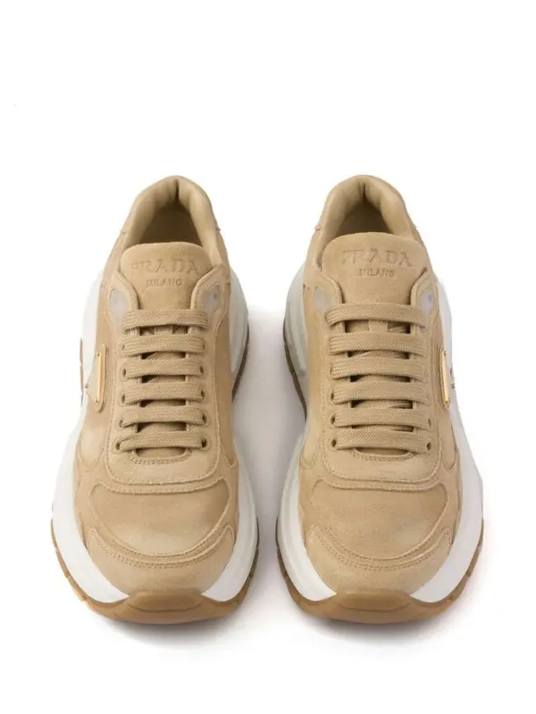 Prada Prax 01 Suede Sneakers - Neutrals