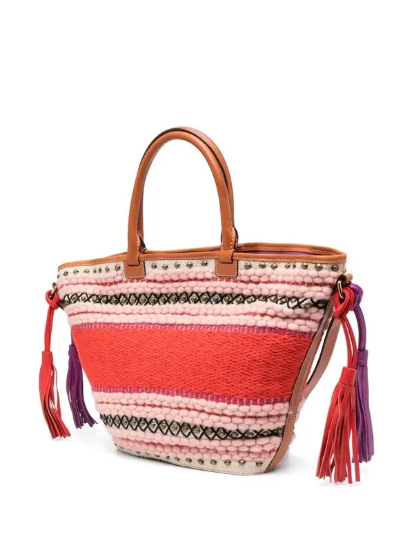 Emilio Pucci Embroidered Logo Striped Tote Bag