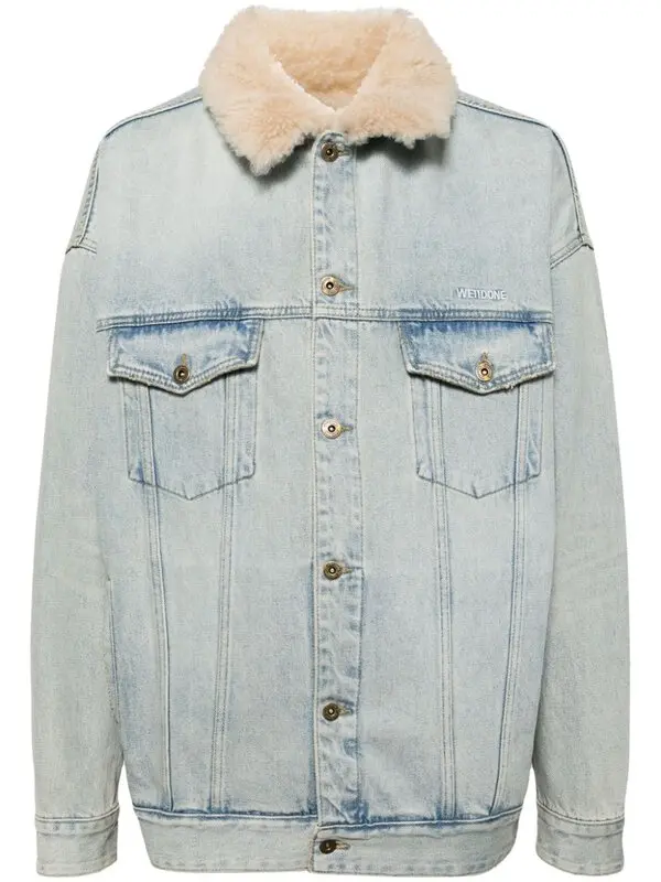 We11Done Shearling-collar Denim Jacket