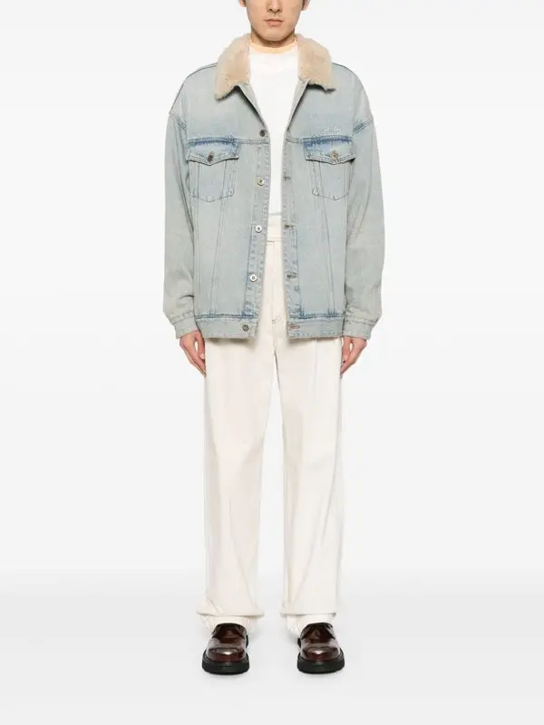 We11Done Shearling-collar Denim Jacket