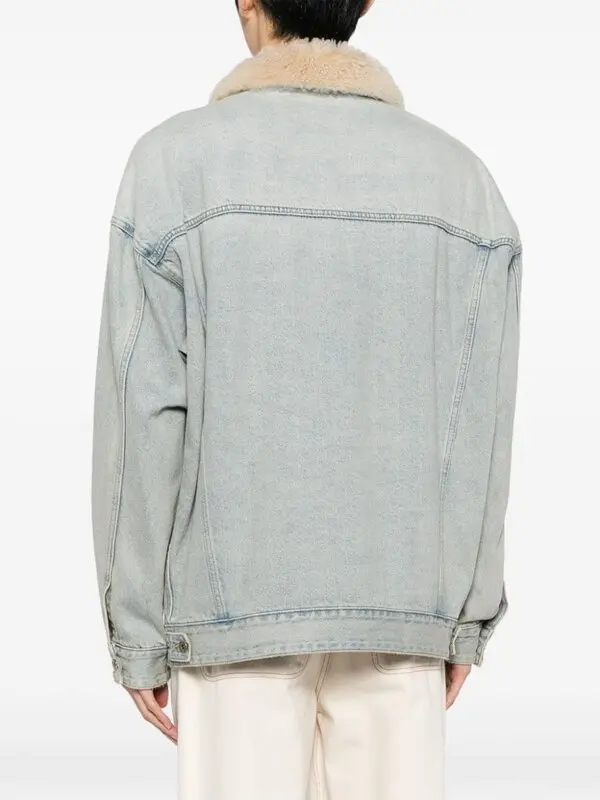 We11Done Shearling-collar Denim Jacket