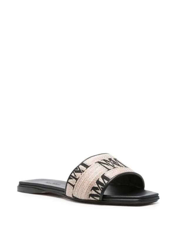 Max Mara Logo-jacquard Slides - Neutrals