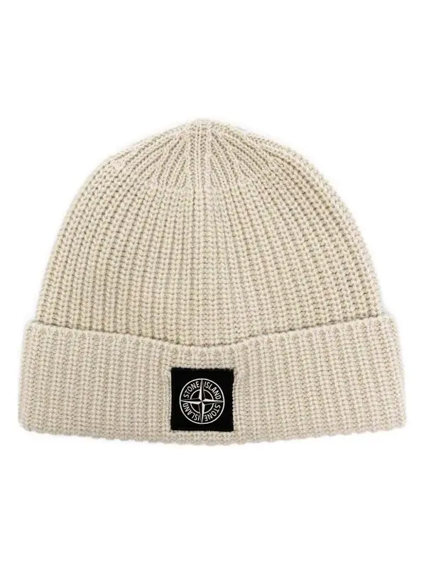 Stone Island Compass-patch Beanie - Neutrals