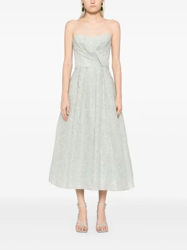 marchesa notte green floral dress Marchesa Notte Ribbons Floral-print Cape Gown In Leaf Green