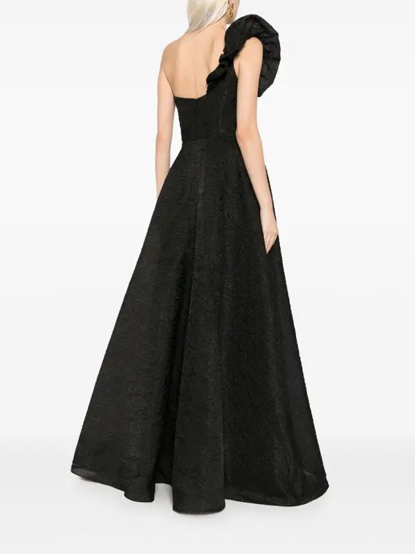 Marchesa Cloqué Gown With Ruffled Detailing And One-shoulder Design
