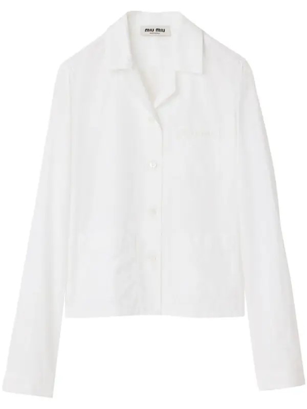 Miu Miu Pocket Poplin Shirt - White