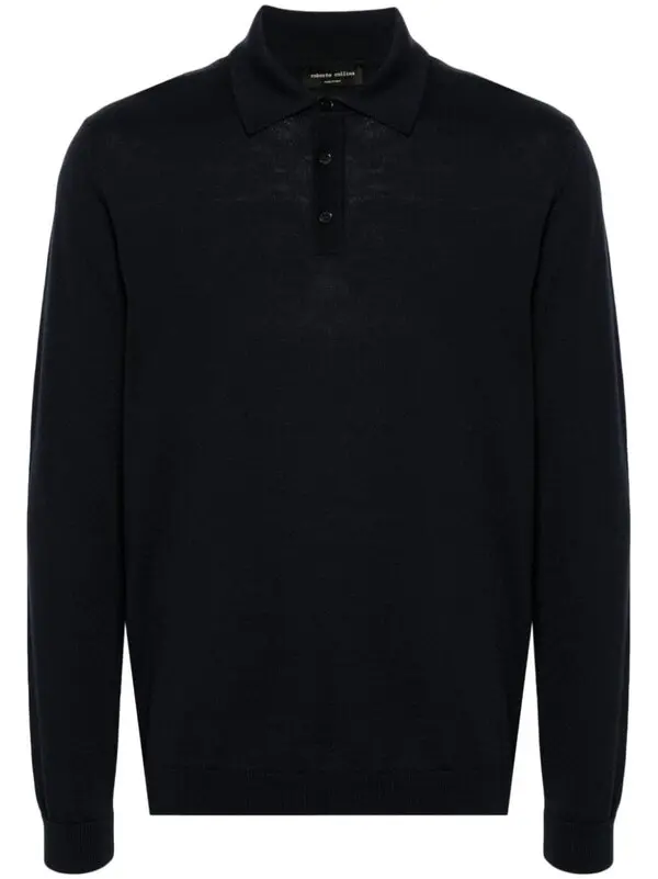 ROBERTO COLLINA Merino Wool Polo Shirt - Blue