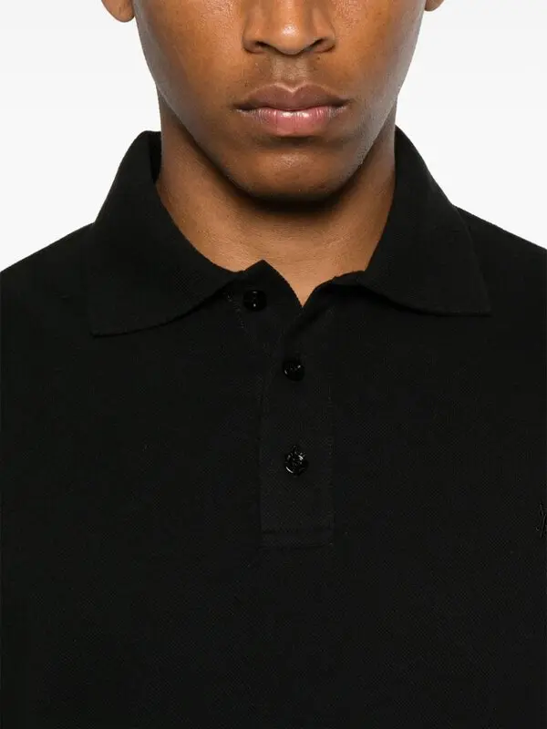 Saint Laurent Cassandre-embroidered Piqué Polo Shirt