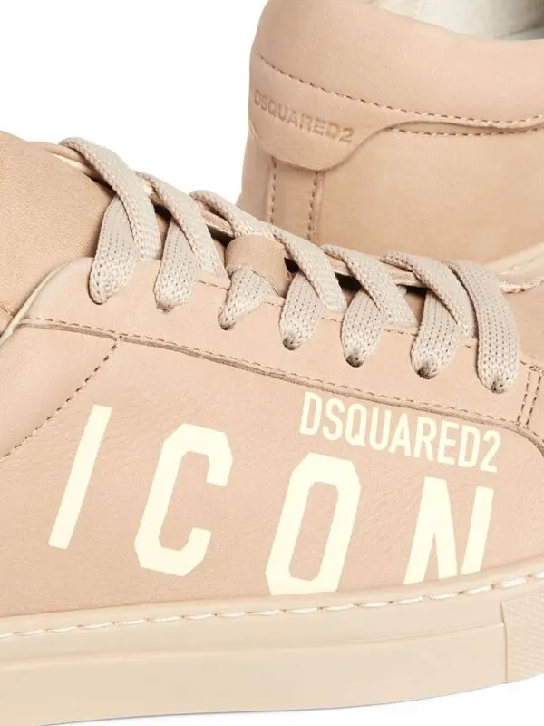 Dsquared2 Logo-print Leather Sneakers - Neutrals