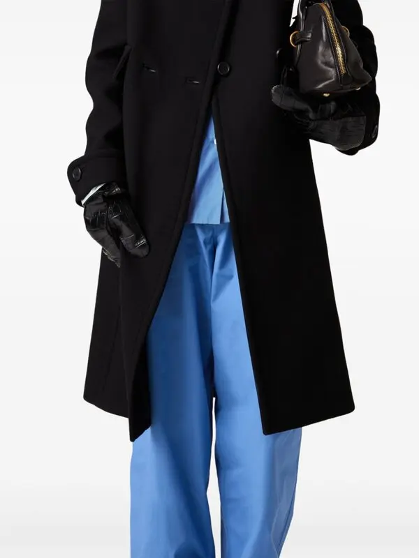 Miu Miu Embroidered Logo Poplin Trousers - Blue
