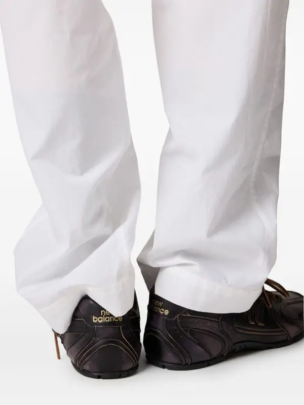 Miu Miu Embroidered Logo Poplin Trousers - White