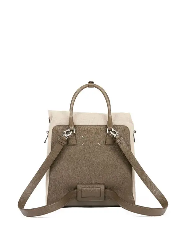 MAISON MARGIELA 5ac Daily Vertical Leather Backpack - Neutrals