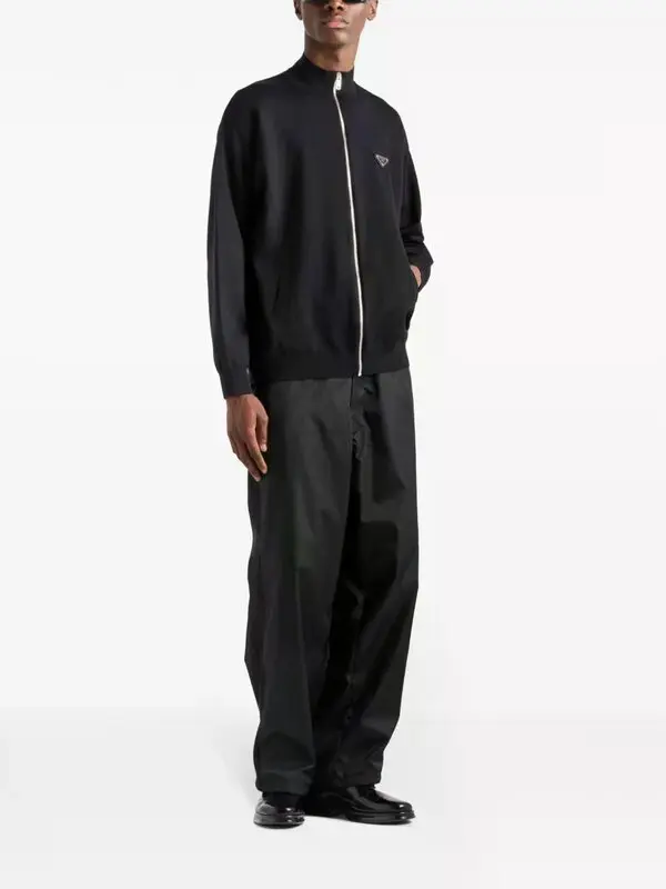 Prada Zip-up Fine Knit Cardigan - Black