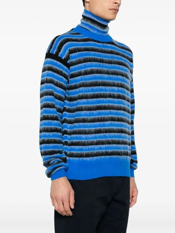 Marni Striped Virgin Wool Sweater - Blue - 23% Off
