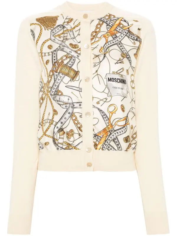 Moschino Logo-print Cardigan - Neutrals