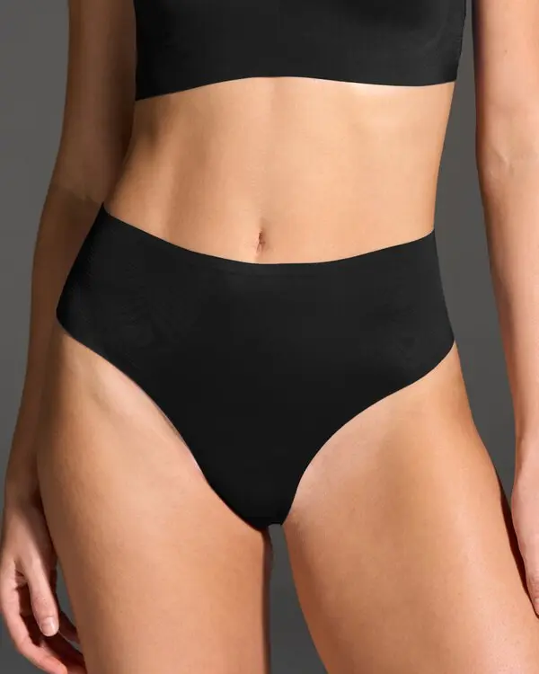 EBY Highwaisted Thong Panties, Seamless - Black