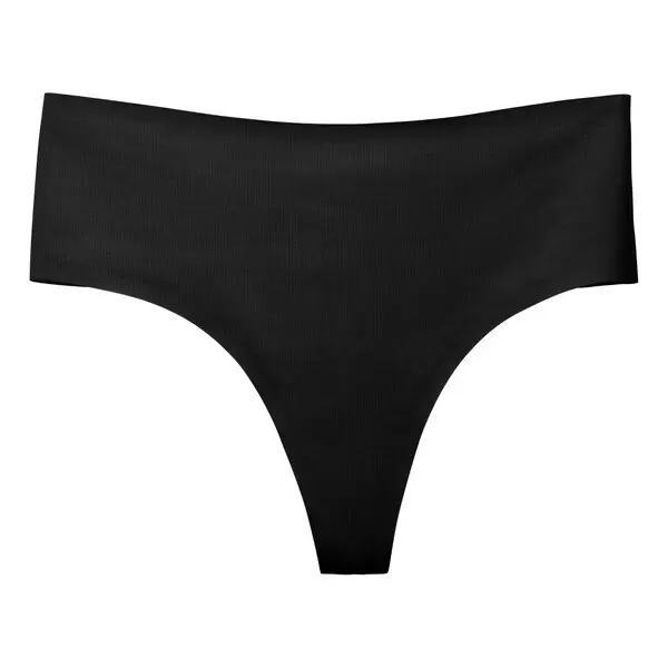 EBY Highwaisted Thong Panties, Seamless - Black