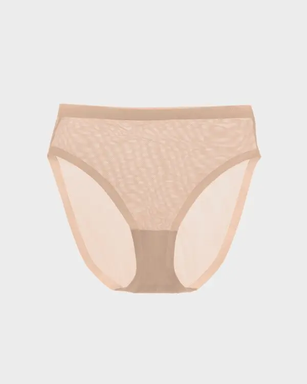 EBY Mesh High Cut Highwaisted Panties, Seamless - Champagne