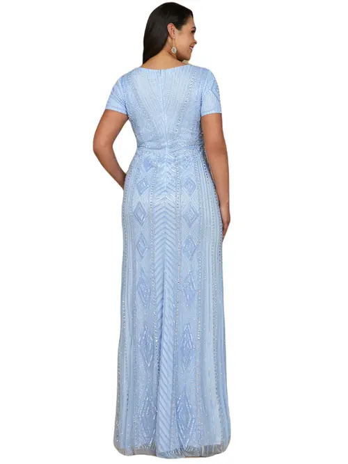 LARA NEW YORK Beaded Cap-sleeve Mermaid Dress - Periwinkle