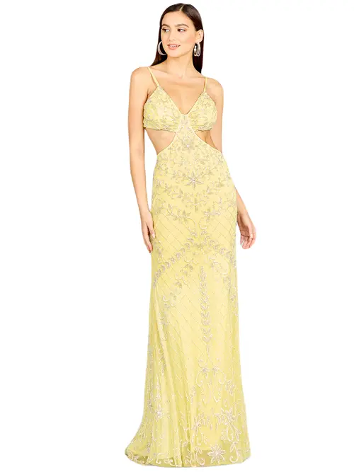 LARA NEW YORK Countess Beaded Gown - Lemon