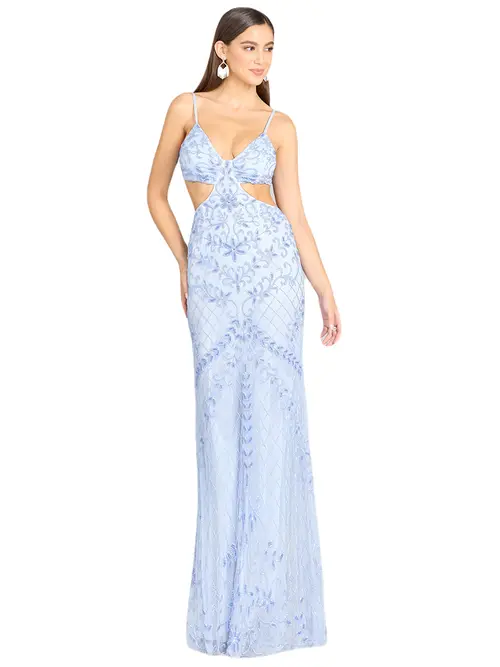 LARA NEW YORK Countess Beaded Gown - Periwinkle