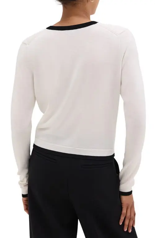 Theory Contrast Trim Wool Blend Cardigan