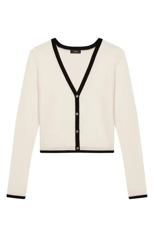 Theory Contrast Trim Wool Blend Cardigan