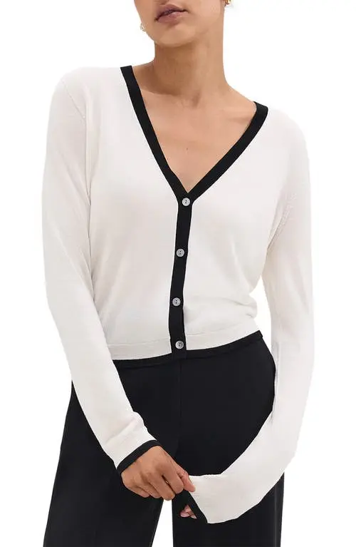 Theory Contrast Trim Wool Blend Cardigan
