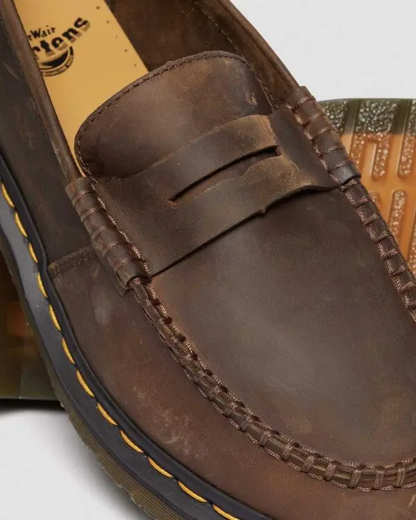 Dr. Martens Penton Crazy Horse Leather Loafers In Brown - 40% Off
