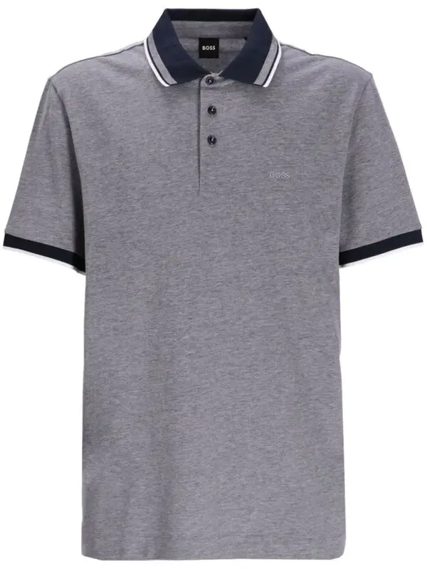 BOSS Embroidered-logo Cotton Polo Shirt - Grey