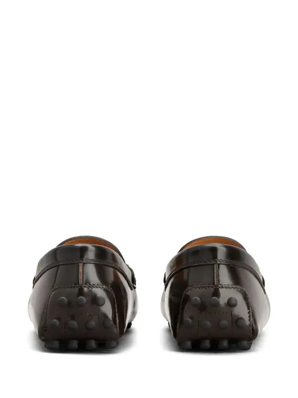 TOD'S Logo-plaque Leather Loafers - Brown