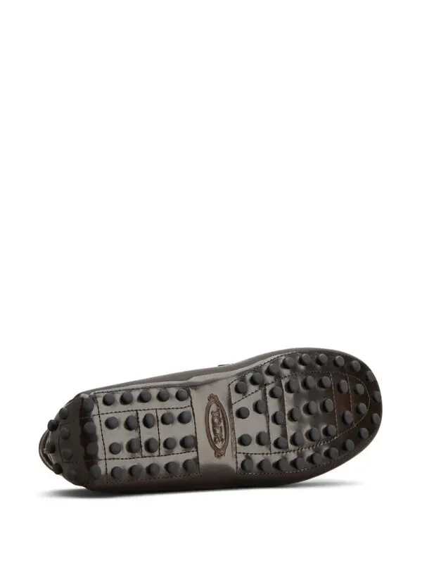 TOD'S Logo-plaque Leather Loafers - Brown