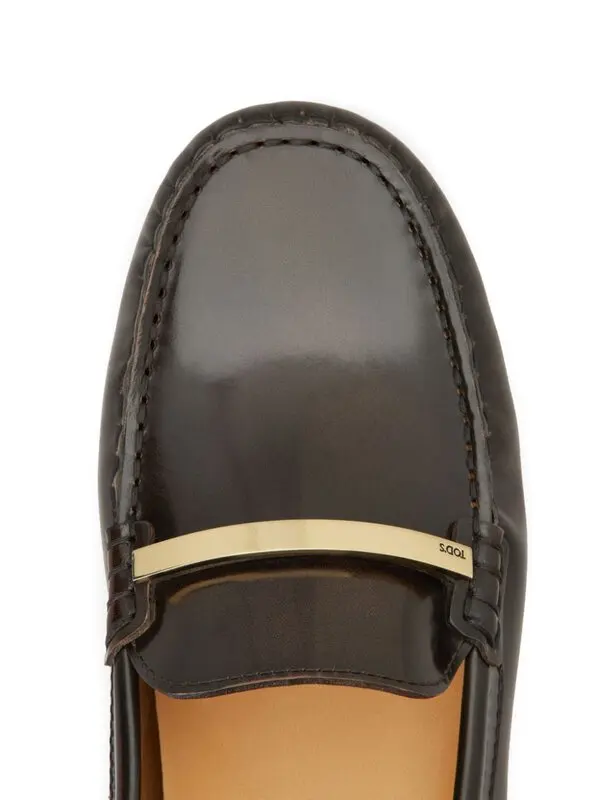 TOD'S Logo-plaque Leather Loafers - Brown