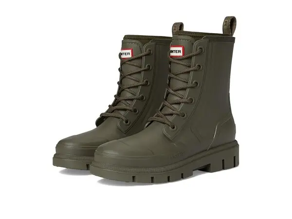Hunter Diana Lace-up Mid Calf Boots - Green