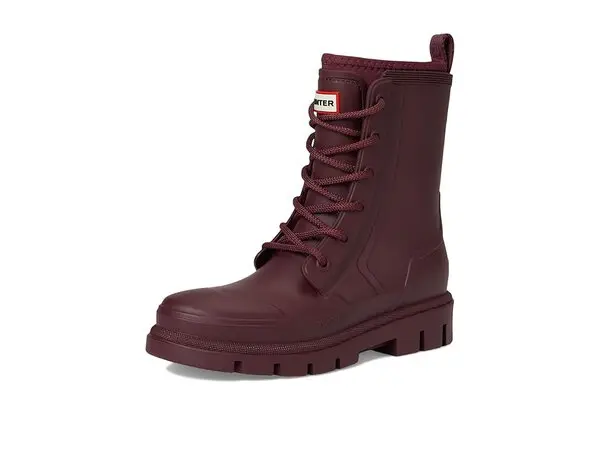 Hunter Diana Lace-up Mid Calf Boots - Red