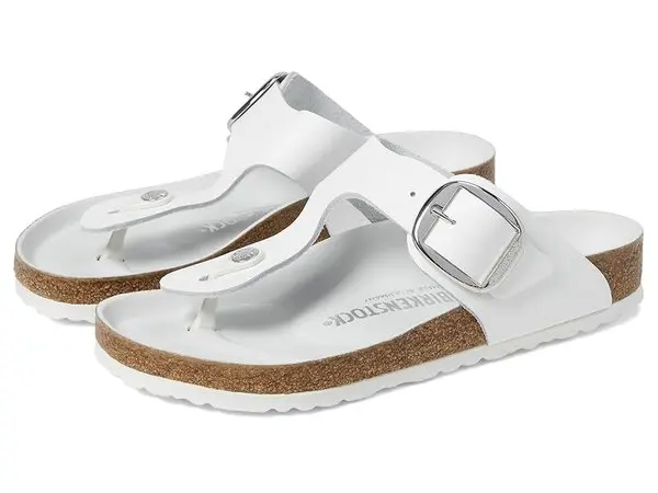 BIRKENSTOCK Gizeh Big Buckle Leather Sandals - Bone