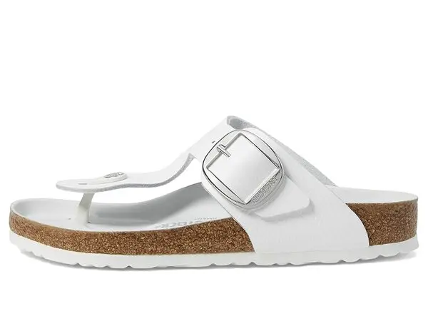 BIRKENSTOCK Gizeh Big Buckle Leather Sandals - Bone