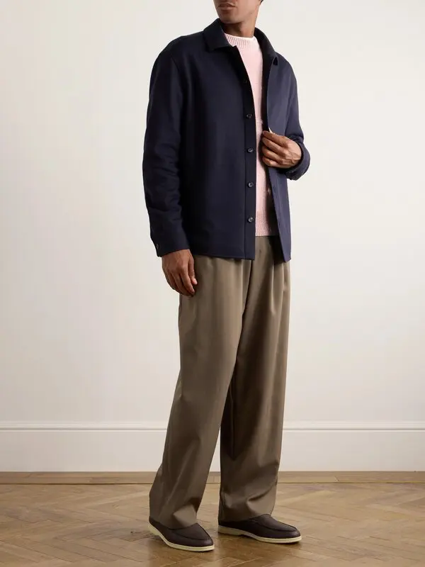 Loro Piana Whitney Cotton, Silk And Cashmere-blend Shirt Jacket - Blue