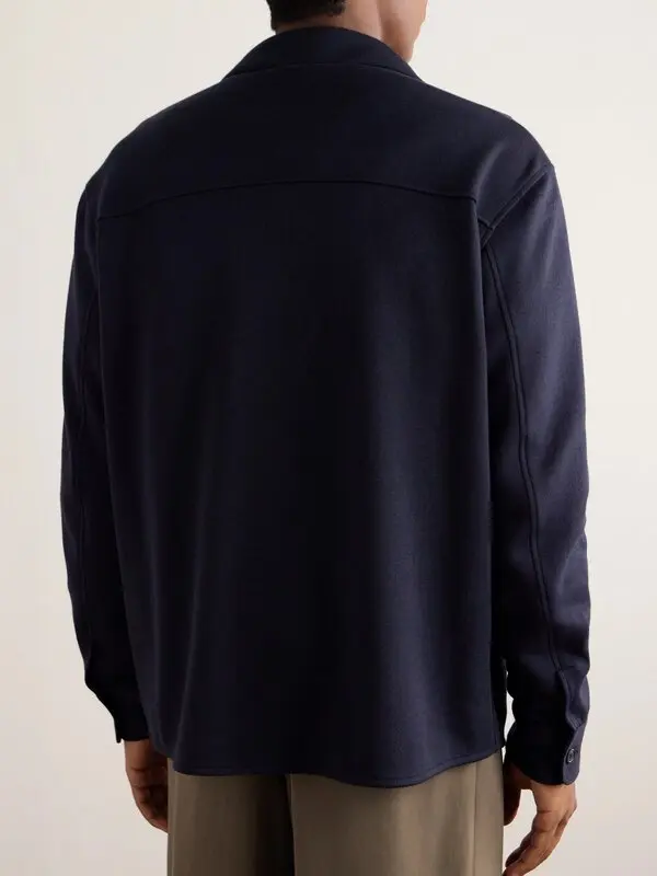 Loro Piana Whitney Cotton, Silk And Cashmere-blend Shirt Jacket - Blue