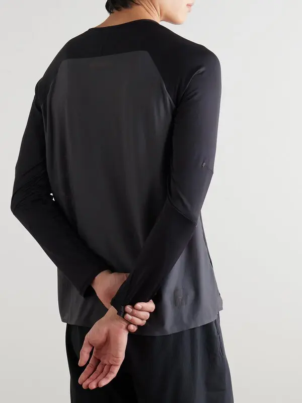 On Performance Slim-fit Stretch Recycled-jersey And Mesh Top